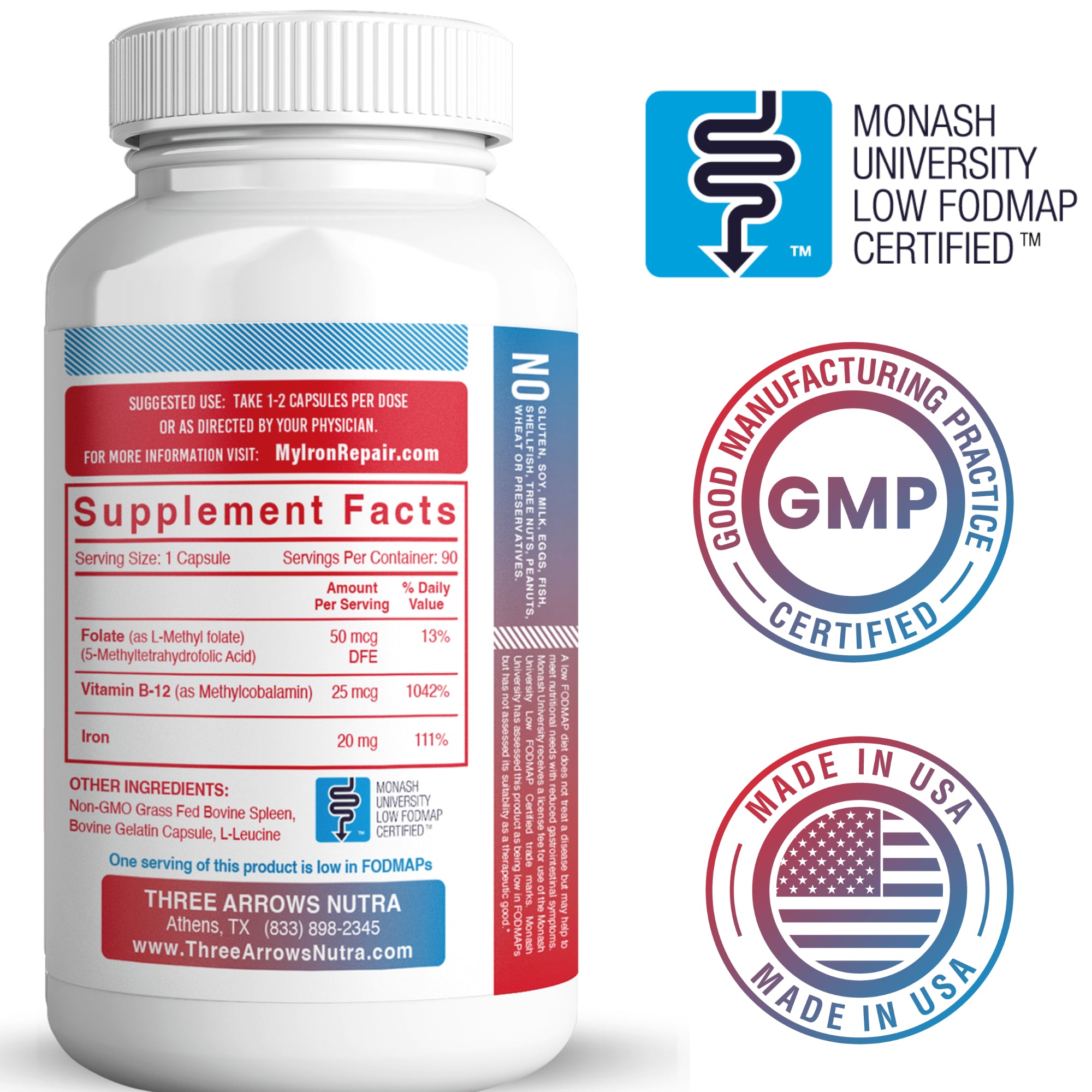 Iron Repair Plus Heme Iron Supplement – Three Arrows Nutra